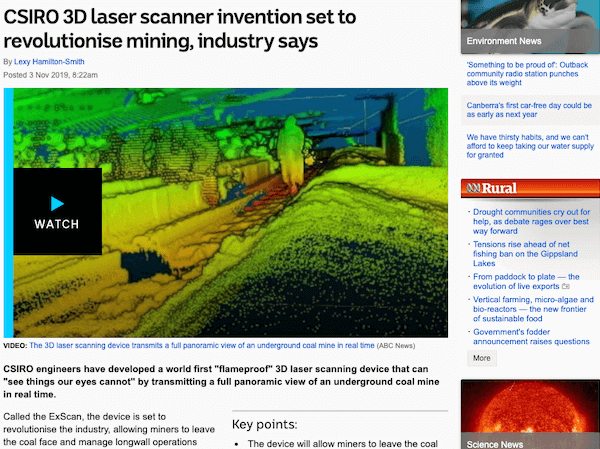 CSIRO 3D laser scanner invention set to revolutionise mining - Oresome ...
